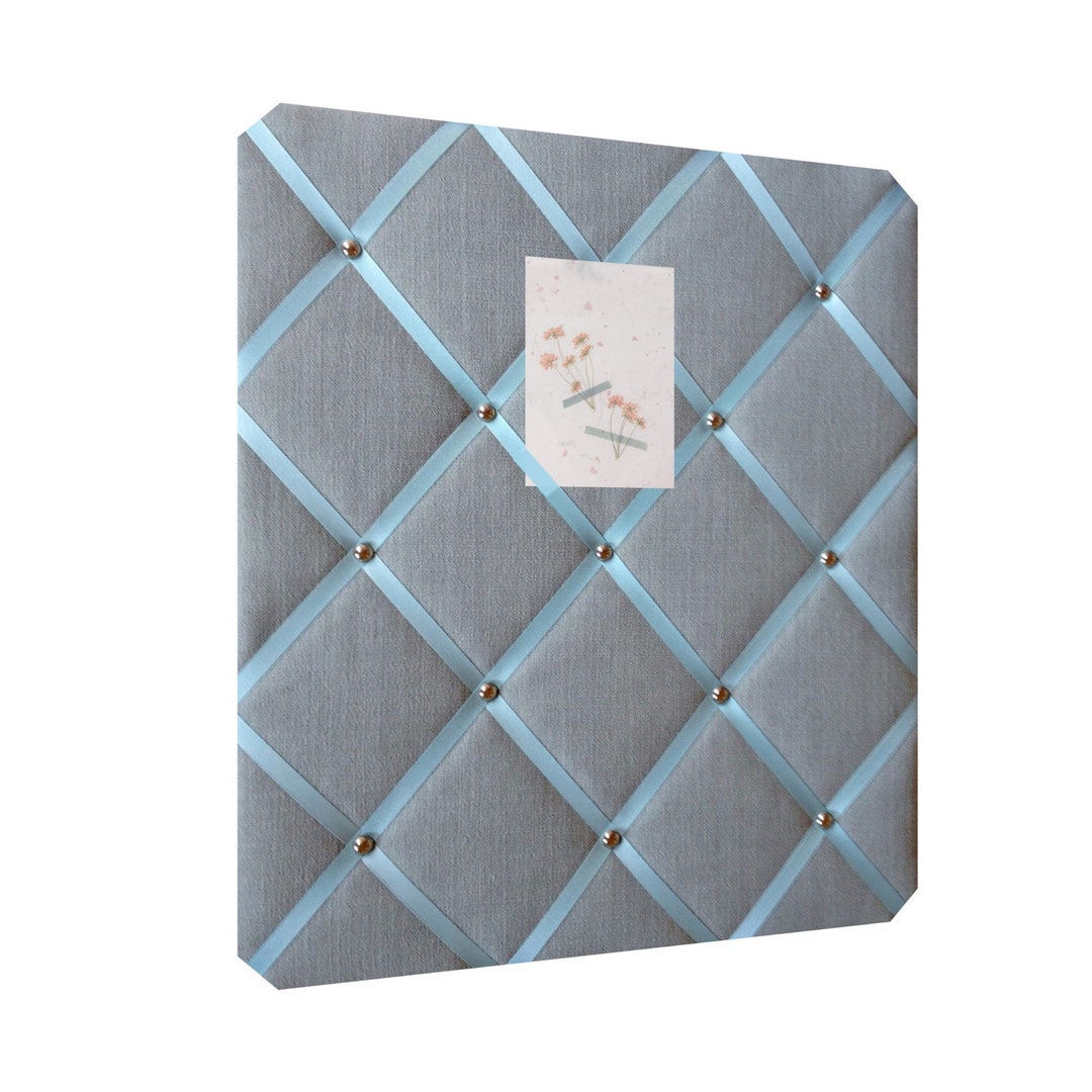 Pin Board/notice Board duck Egg Blue Linen Fabric With Chrome Trim ...