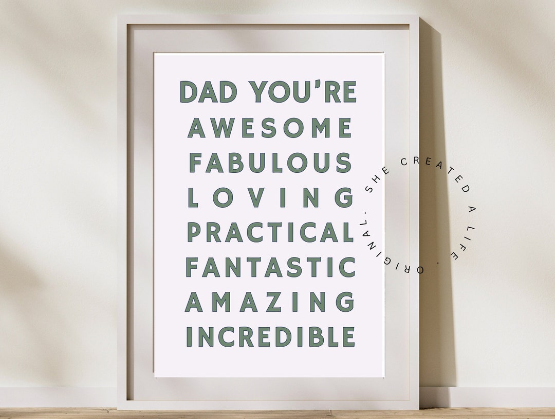 Dad You're Awesome Art Print Poster, Fathers Day, Dads Birthday, Great ...