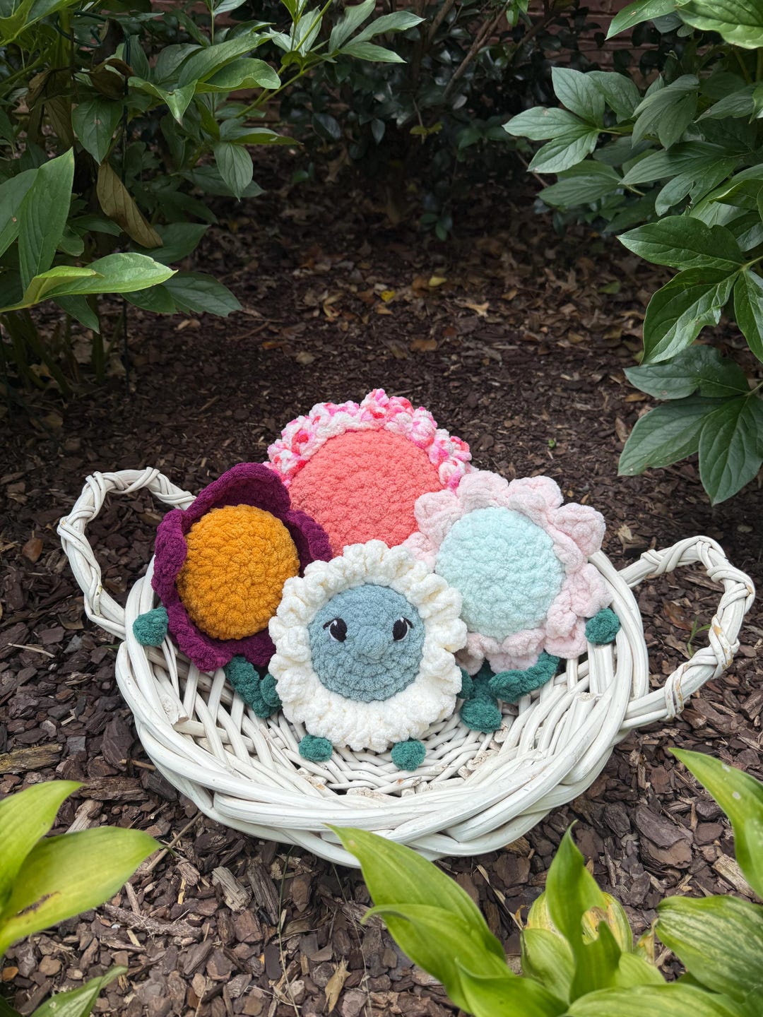 Crochet Plush Flower Buddies- Whimsical Stuffed Flowers- Soft and ...