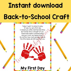My First Day of School Handprint Poem Craft Printable | Back to School ...