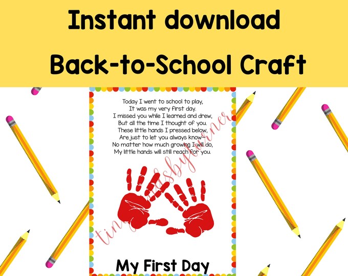 My First Day of School Handprint Poem Craft Printable | Back to School ...