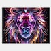 Neon Lion Wall Art | Psychedelic Animal Digital Print | Weirdcore ...