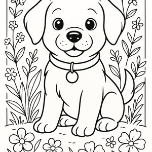 Cute Puppy Coloring Page for Kids Printable Dog Activity Sheet Instant ...