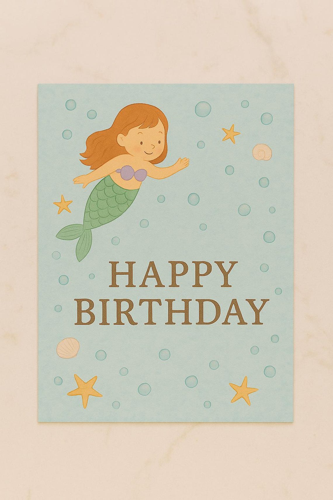 Mermaid Birthday Card for Girls | Printable Under the Sea Greeting Card ...