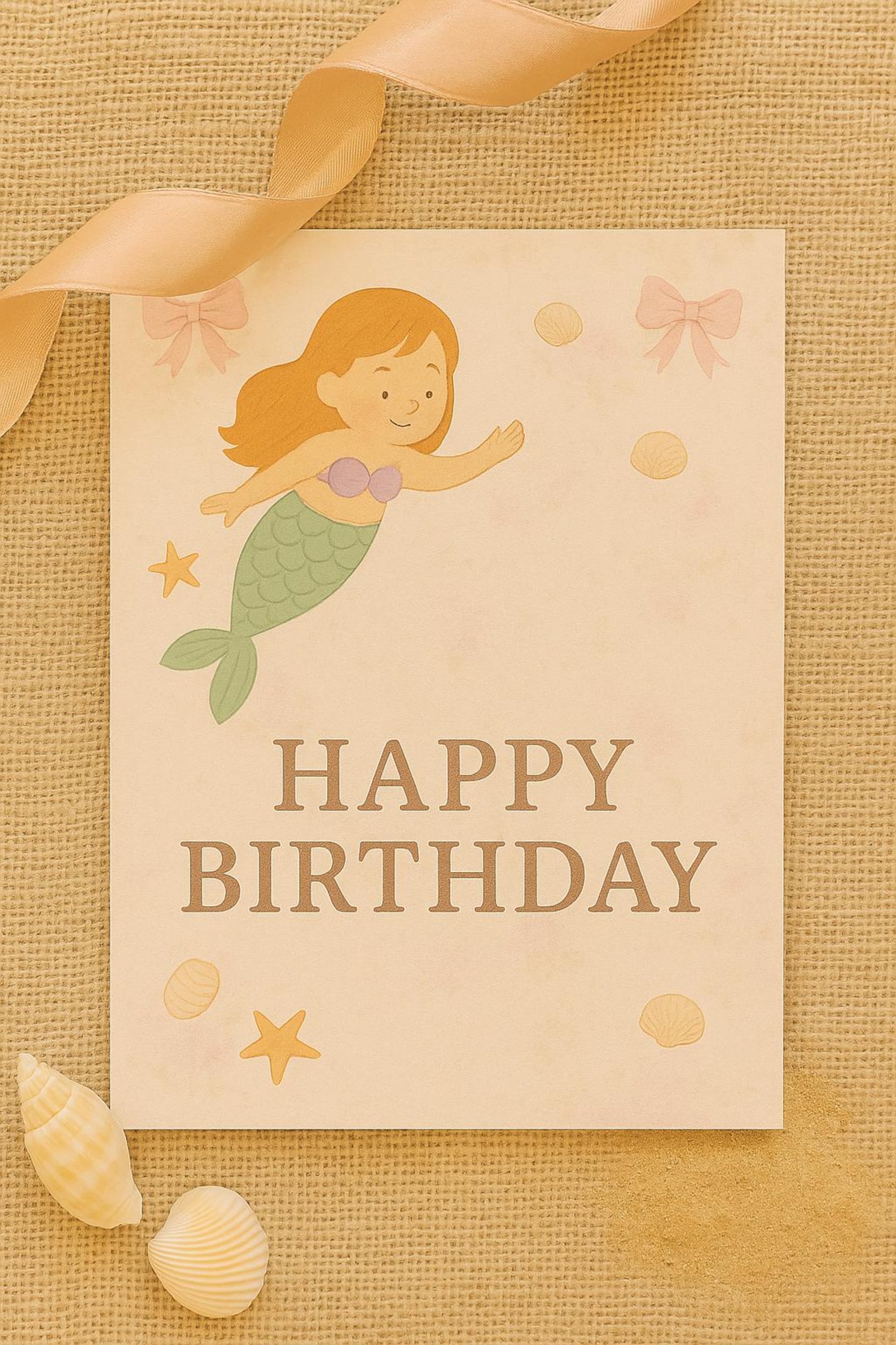Mermaid Birthday Card for Girls | Printable Under the Sea Greeting Card ...