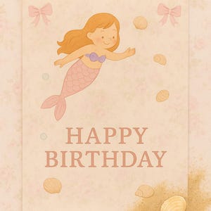 Mermaid Birthday Card for Girls | Printable Under the Sea Greeting Card ...