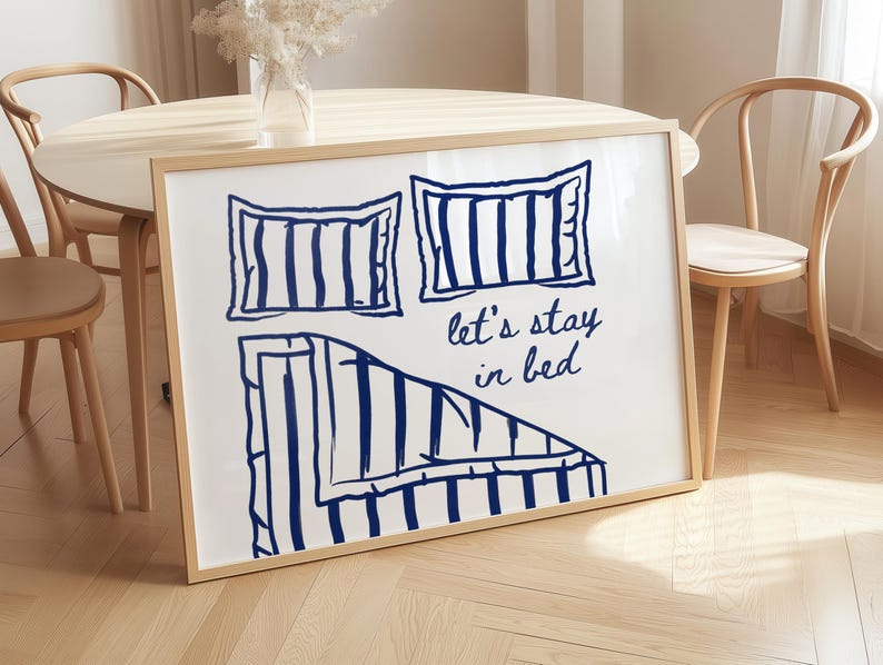 Tay in Bed Horizontal Wall Art, Minimalist Bedroom Poster Printable ...