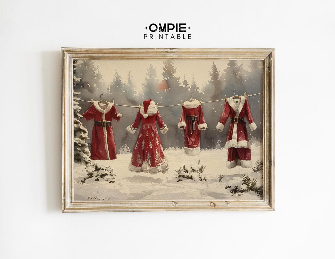 Vintage Santa Clothesline Christmas Wall Art Printable – Farmhouse ...