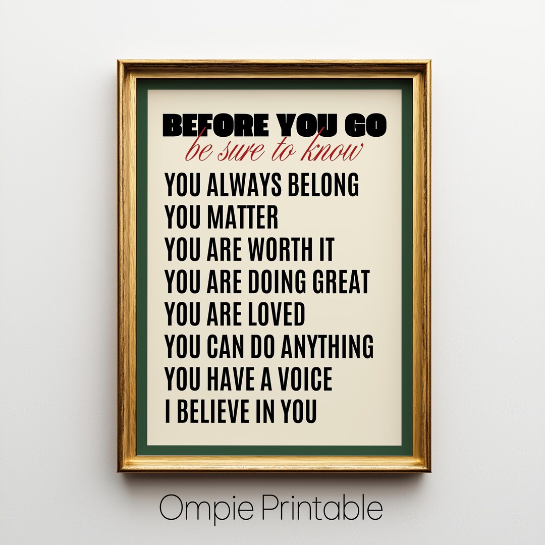 Before You Go Be Sure to Know Printable Classroom Poster for Kids ...