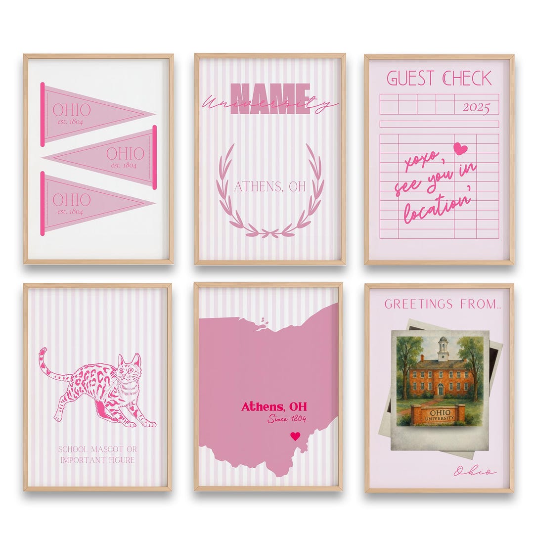 Custom College Wall Art Set, Digital Posters for Any University ...
