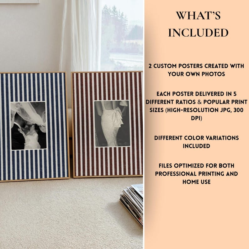 Striped Fabric Photo Frame Set: Personalized Picture Display (digital ...