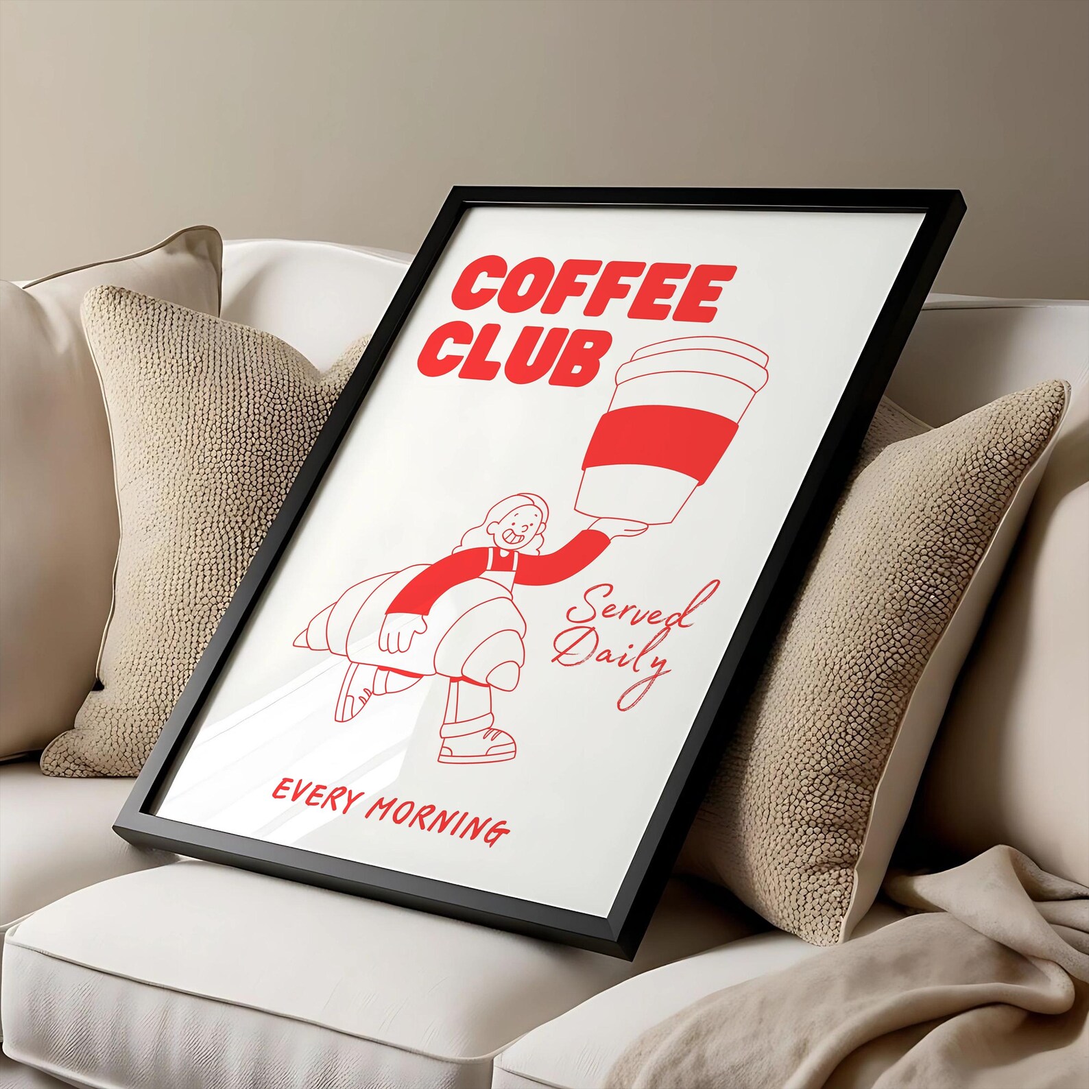 Retro Coffee Club Print: Fun Kitchen Illustration (digital Download) - Etsy