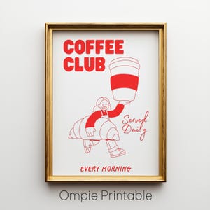 Retro Coffee Club Print: Fun Kitchen Illustration (digital Download) - Etsy