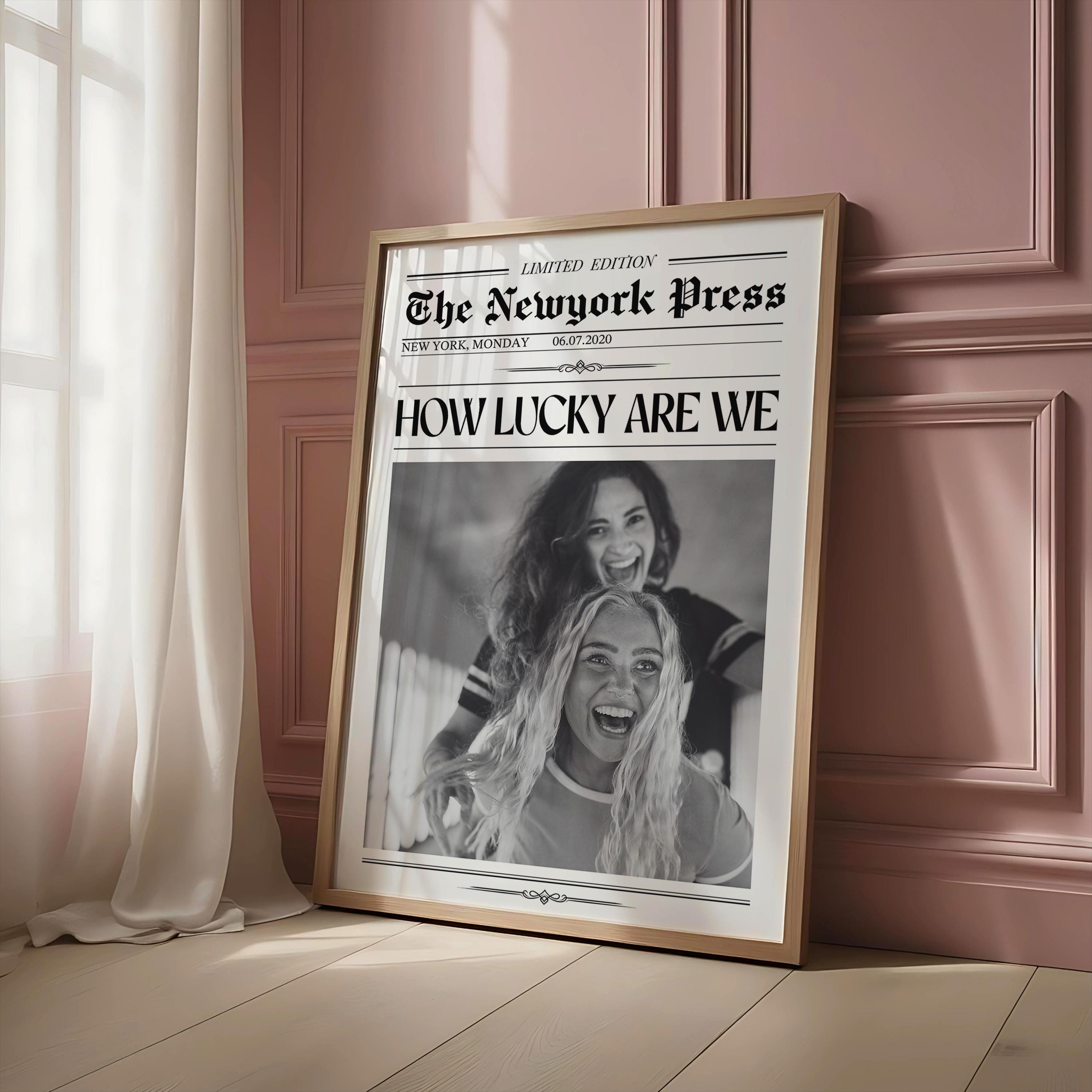 How Lucky Are We Custom Newspaper Print, Personalized College Dorm ...