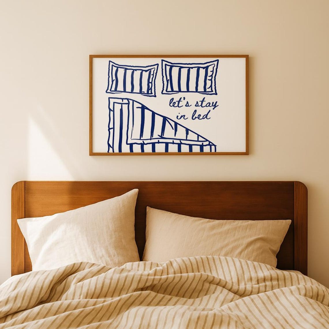 Tay in Bed Horizontal Wall Art, Minimalist Bedroom Poster Printable ...
