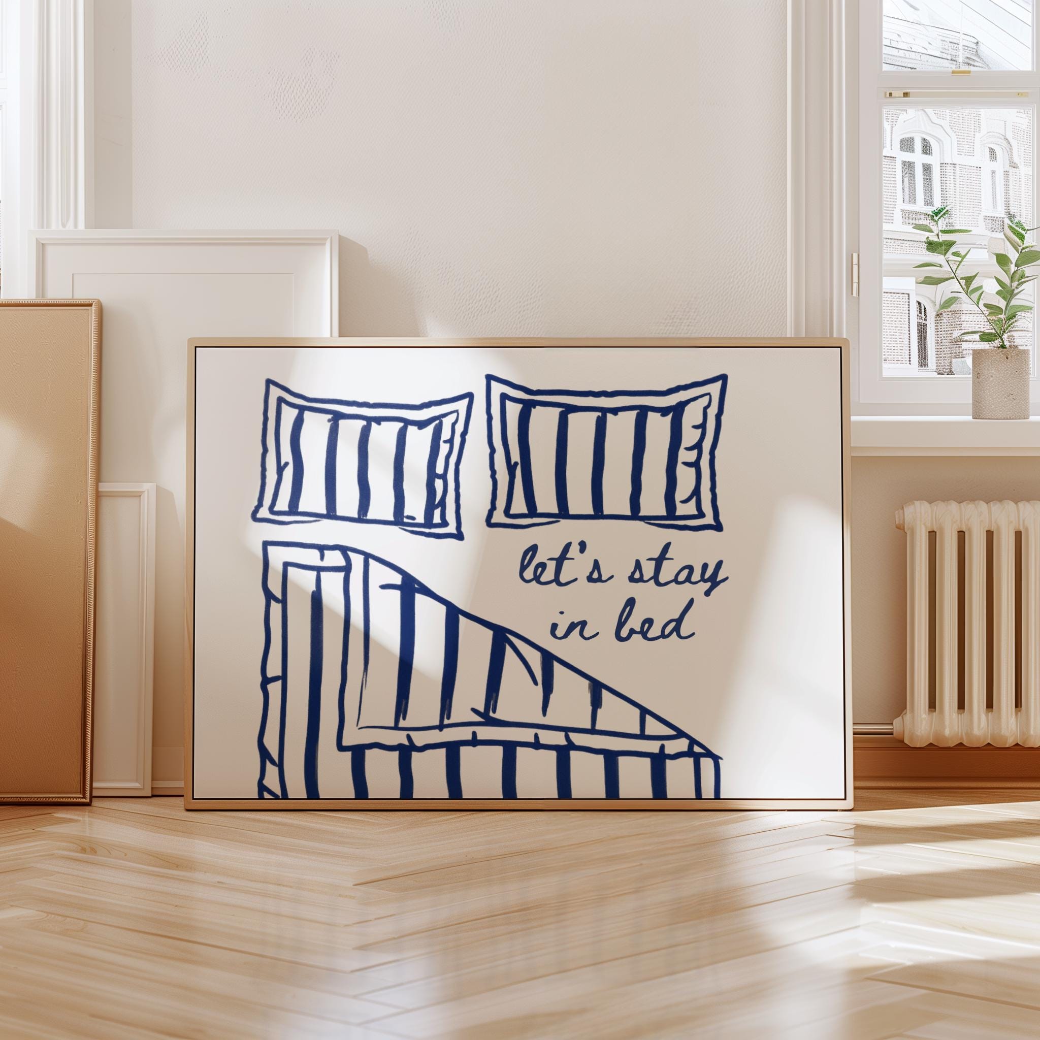 Tay in Bed Horizontal Wall Art, Minimalist Bedroom Poster Printable ...