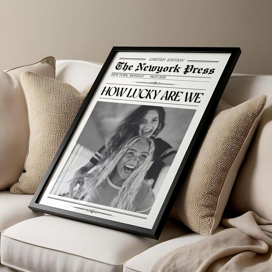 How Lucky Are We Custom Newspaper Print, Personalized College Dorm ...