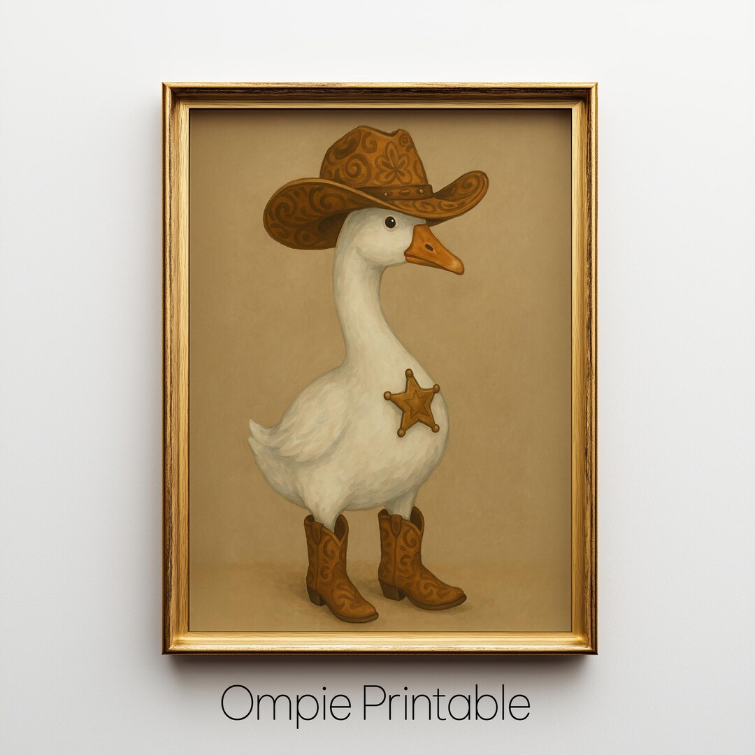 Silly Goose Cowboy Wall Art Printable, Funny Western Nursery Duck ...