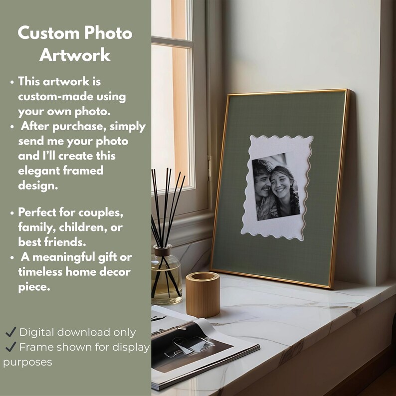 Custom Photo Frame Printable, Personalized Wall Art, Rounded Wooden ...