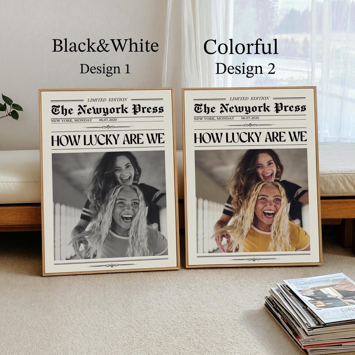 How Lucky Are We Custom Newspaper Print, Personalized College Dorm ...
