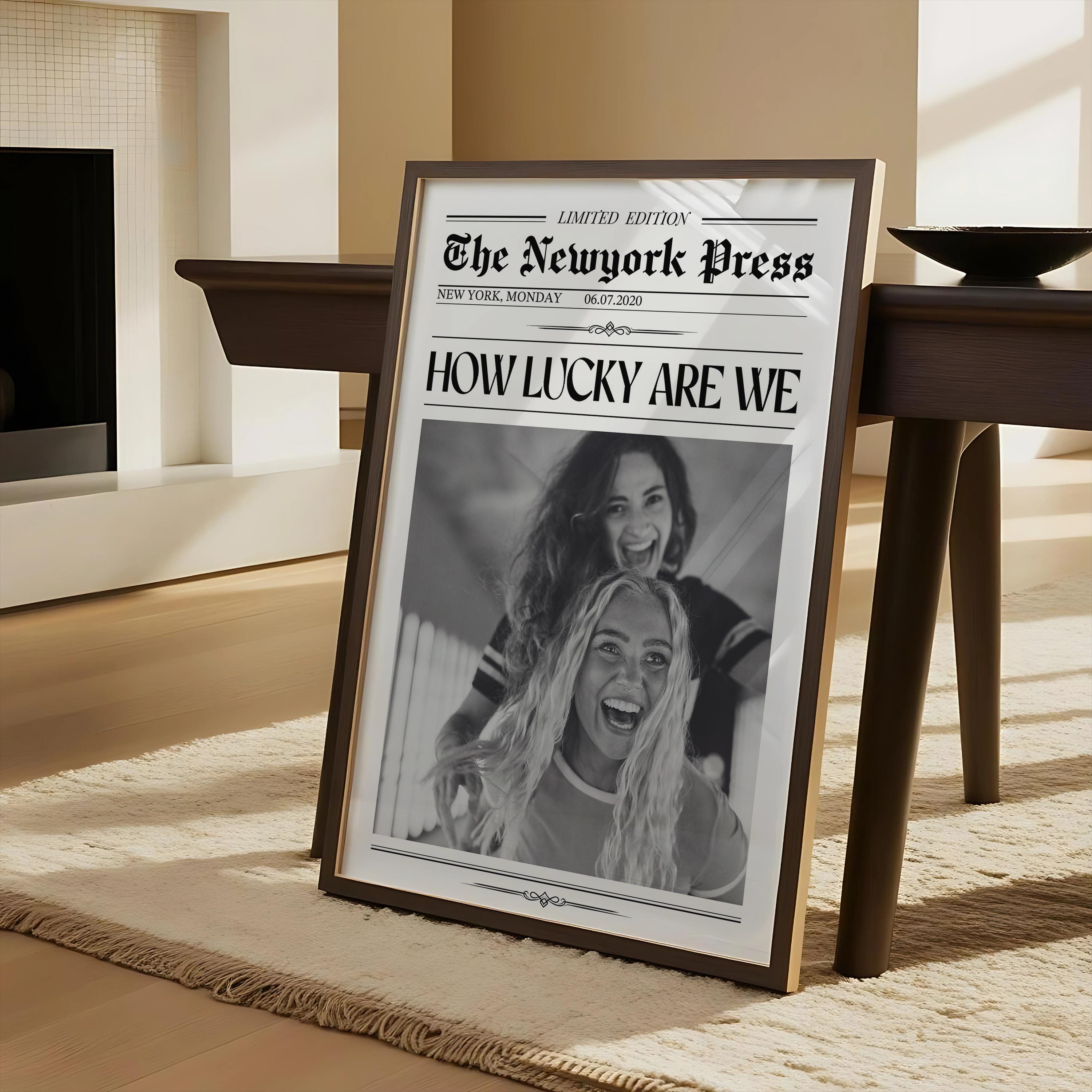 How Lucky Are We Custom Newspaper Print, Personalized College Dorm ...