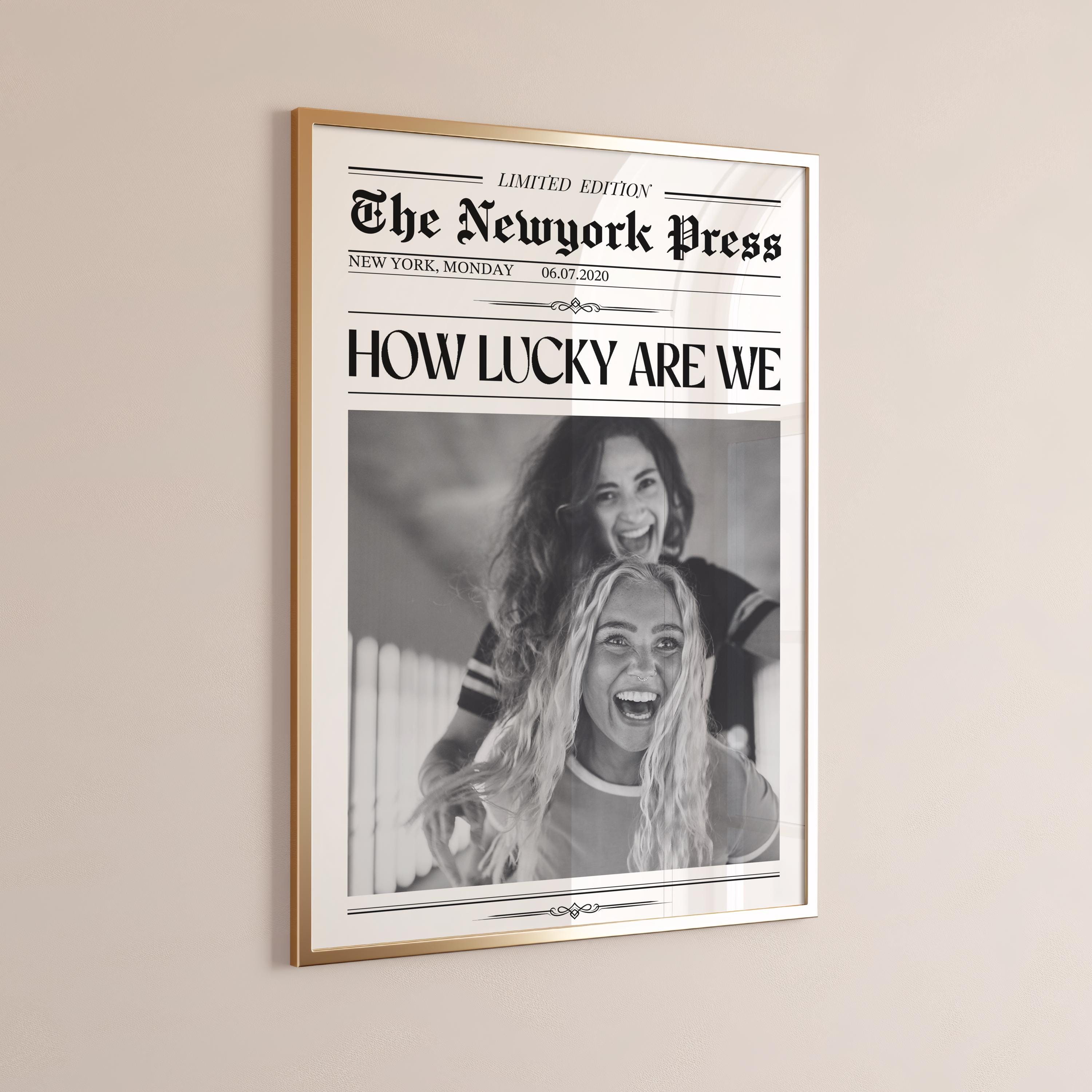 How Lucky Are We Custom Newspaper Print, Personalized College Dorm ...