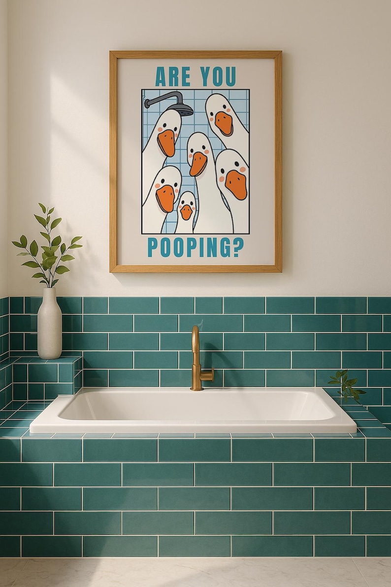 Funny Goose Bathroom Print – “are You Pooping?” Duck Wall Art – Funny ...
