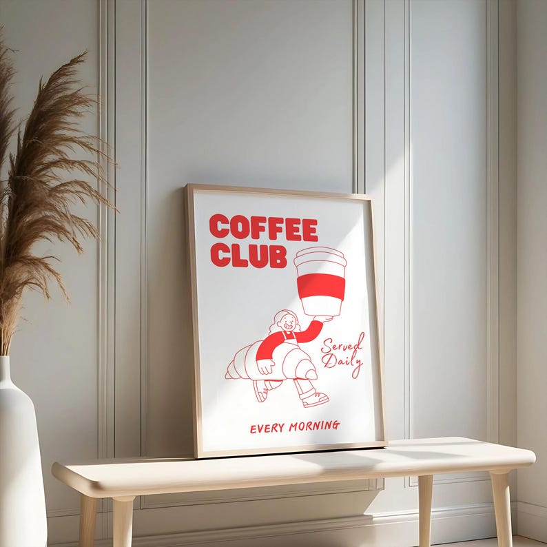Retro Coffee Club Print: Fun Kitchen Illustration (digital Download) - Etsy