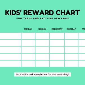 Printable Kids Reward Chart | Weekly Task Chart for Children | Fun ...