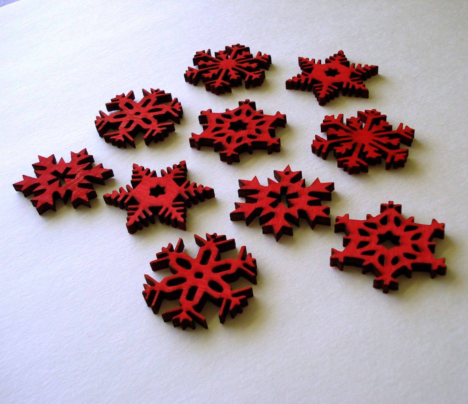 Red Snowflake Ornaments Set of 10 - Etsy