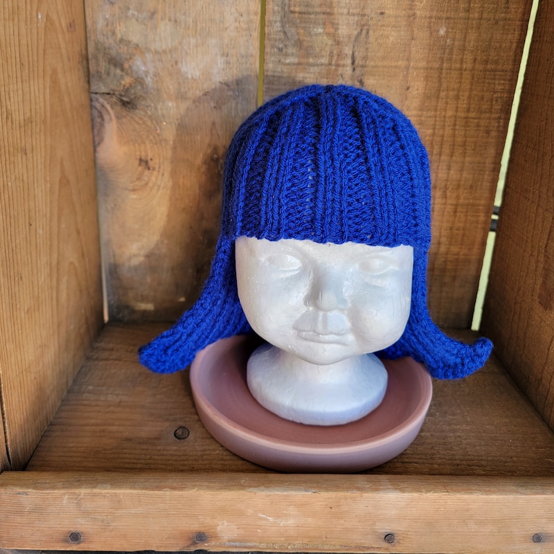 Blue Knitted Wig - Etsy