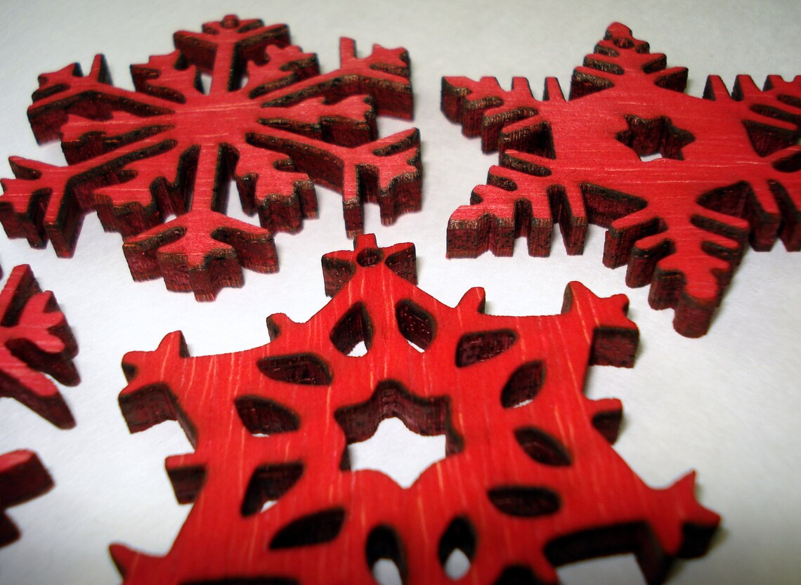 Red Snowflake Ornaments Set of 10 | Etsy