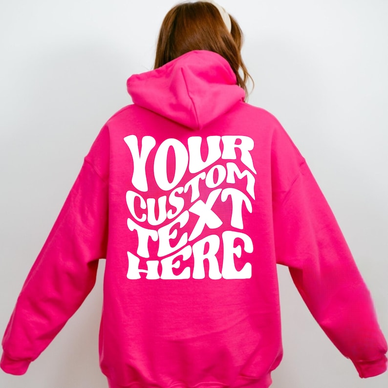 Custom Hoodie With Retro Wavy Font, Hoodie With Text on Back, Wavy Text ...