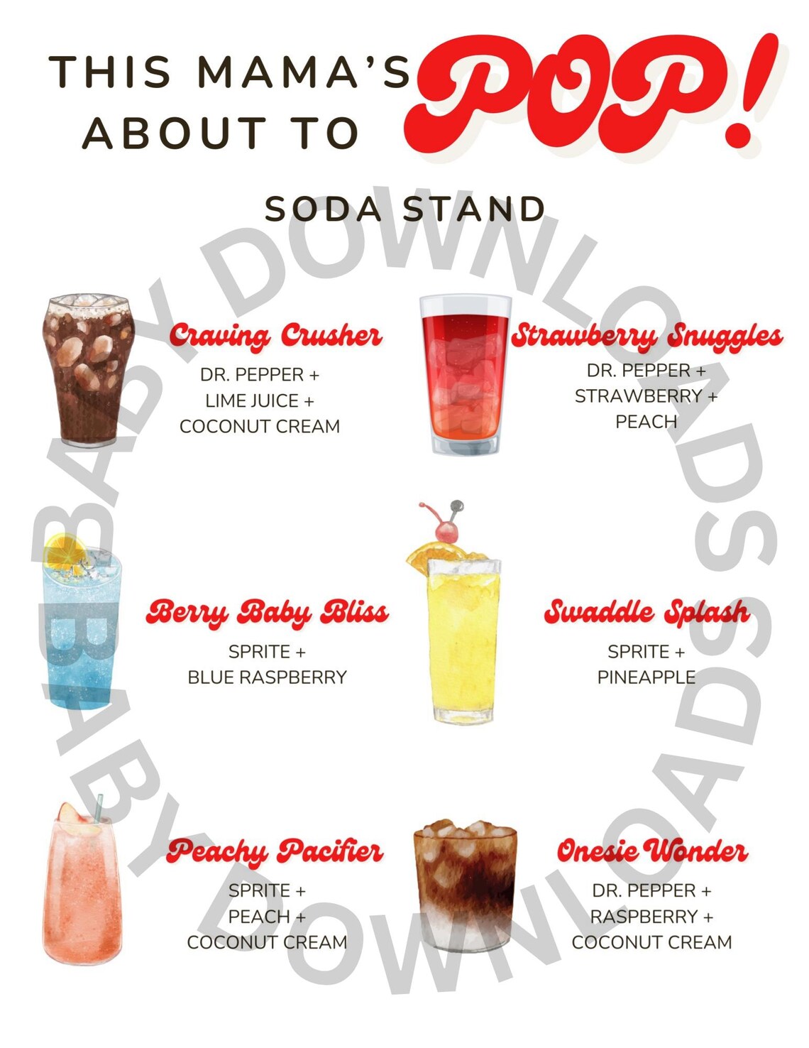 Soda Stand Menu (baby Shower) - Etsy