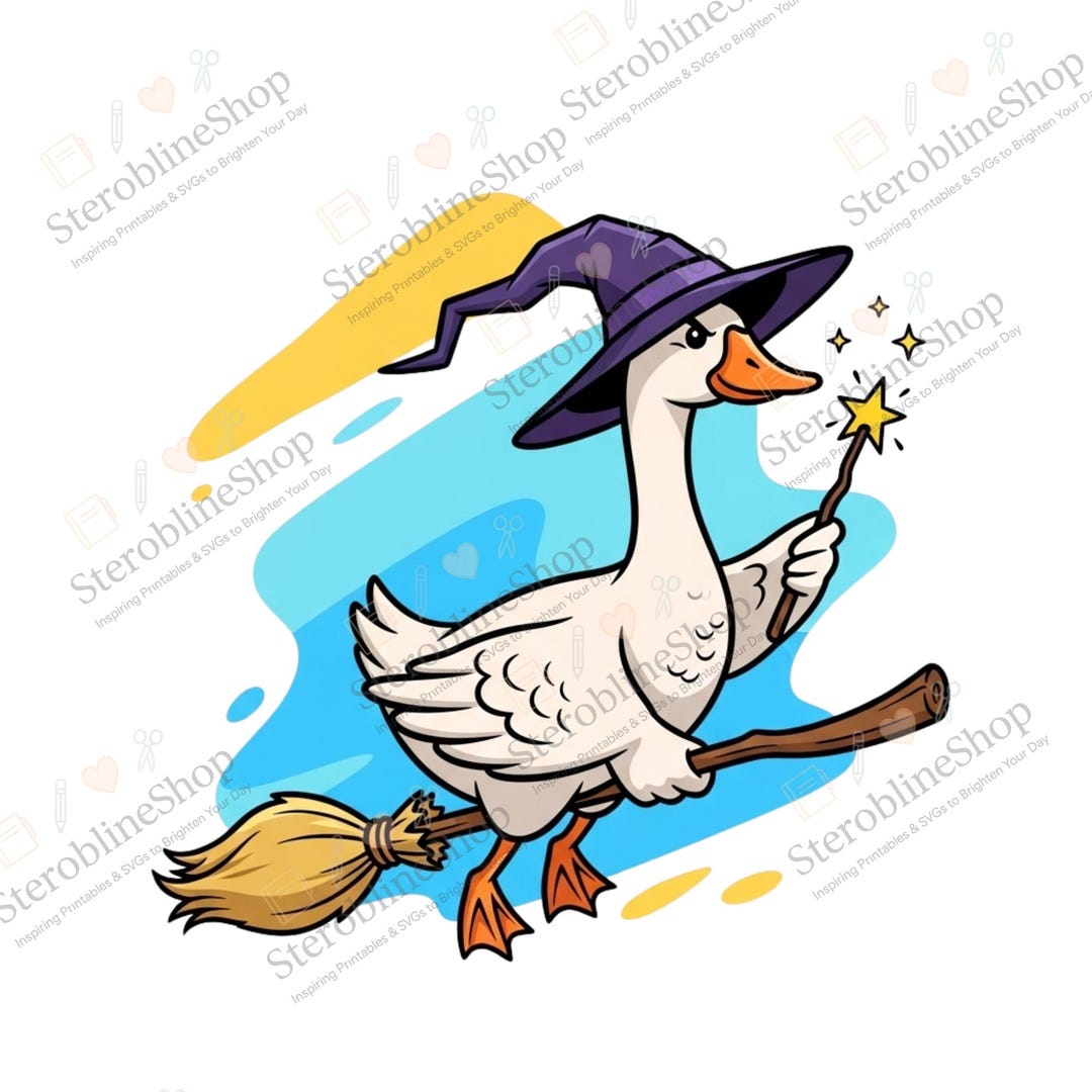 Witch Goose SVG, Silly Goose Halloween Cut File, Flying Goose SVG ...