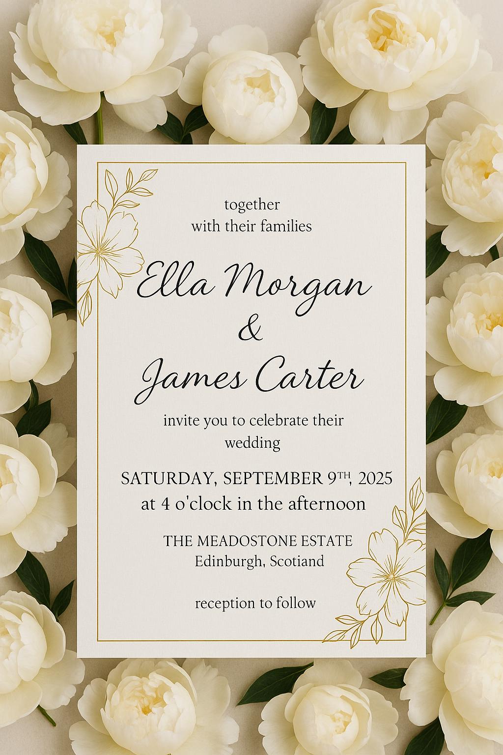 Wedding Invitation + RSVP Template Ready to Use and Print | Golden ...