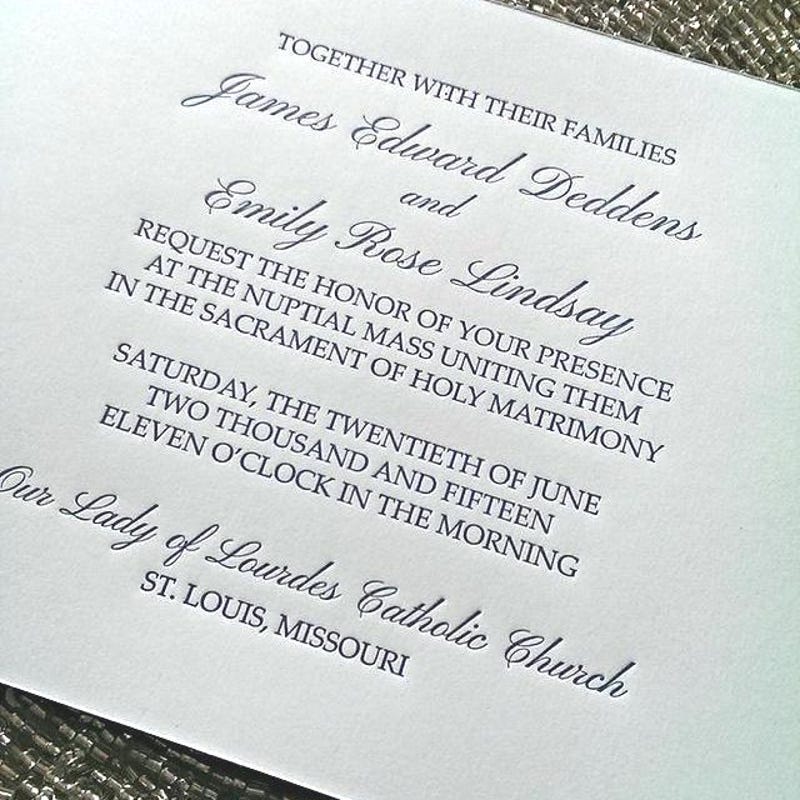 Letterpress Wedding Invitation - Etsy