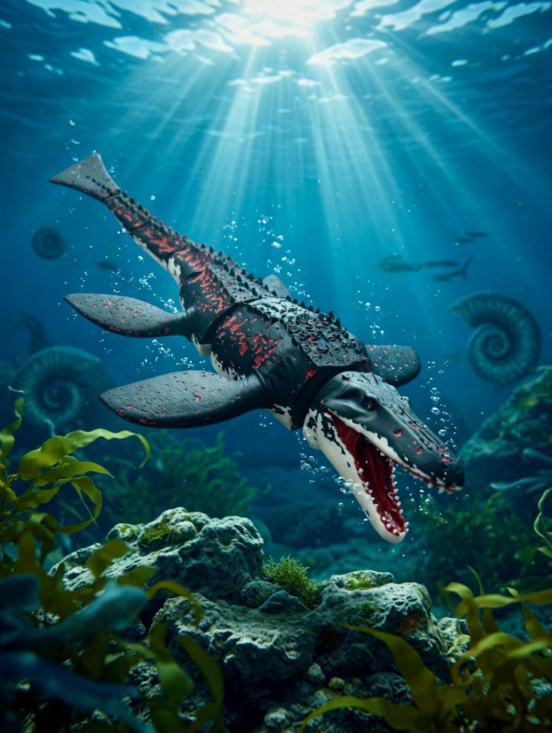 Articulated Mosasaur Toy – 3D Printed Flexible Dinosaur Fidget Figure ...