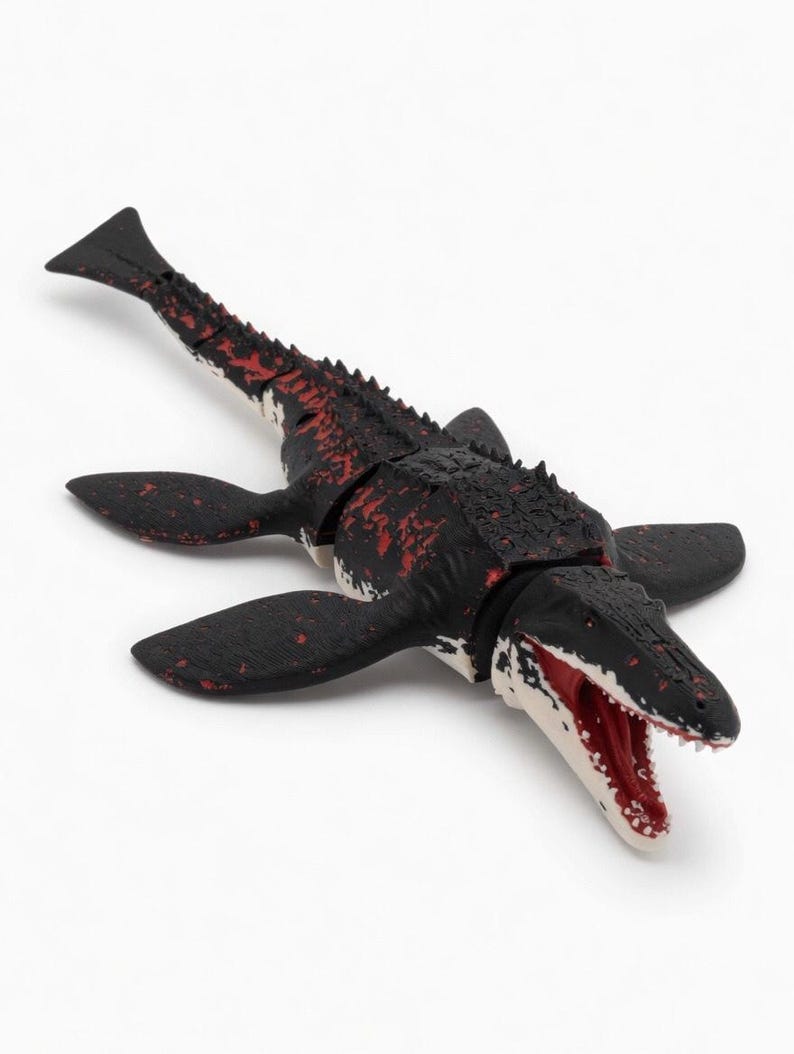 Articulated Mosasaur Toy – 3D Printed Flexible Dinosaur Fidget Figure ...