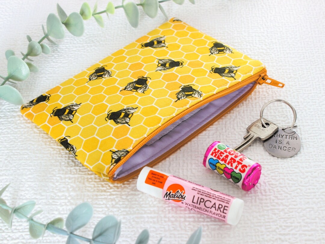 Bees Coin Purse, Bumble Bee Fabric Purse, Earphones Pouch, Bees Pouch ...