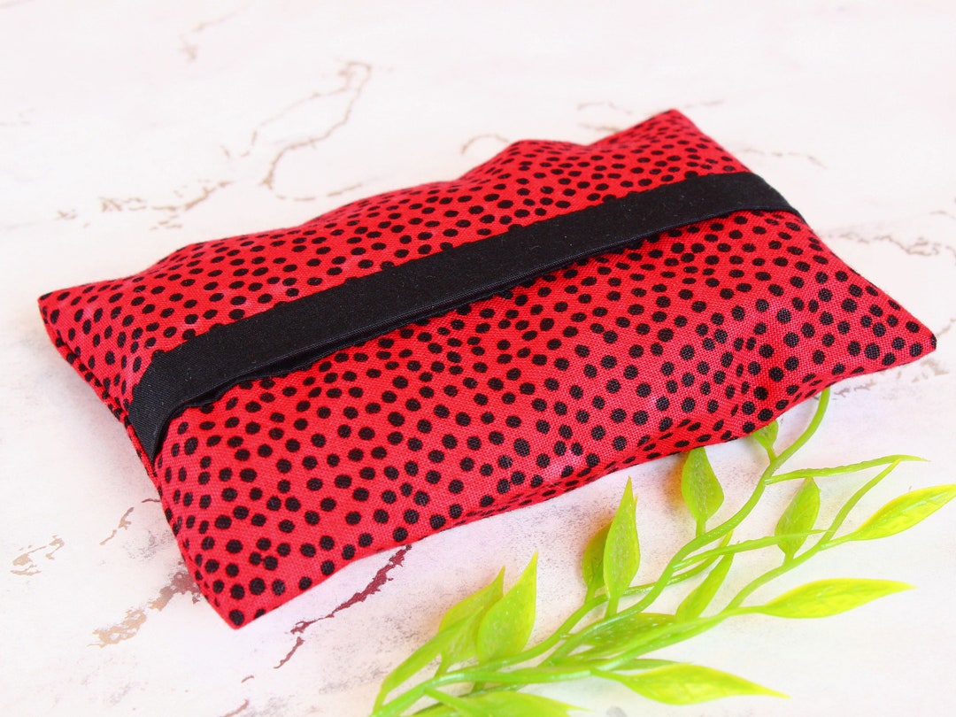 Pocket Tissue Pouch, Red Spotty Tissue Packet Cover, Handmade Get Well ...