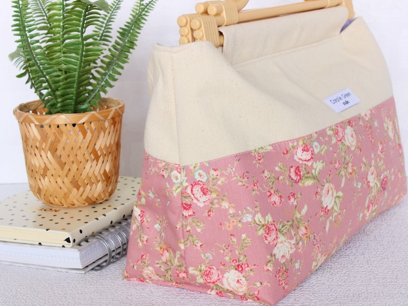 Extra Large Knitting Storage Bag, Pink Vintage Style Floral Knitting ...