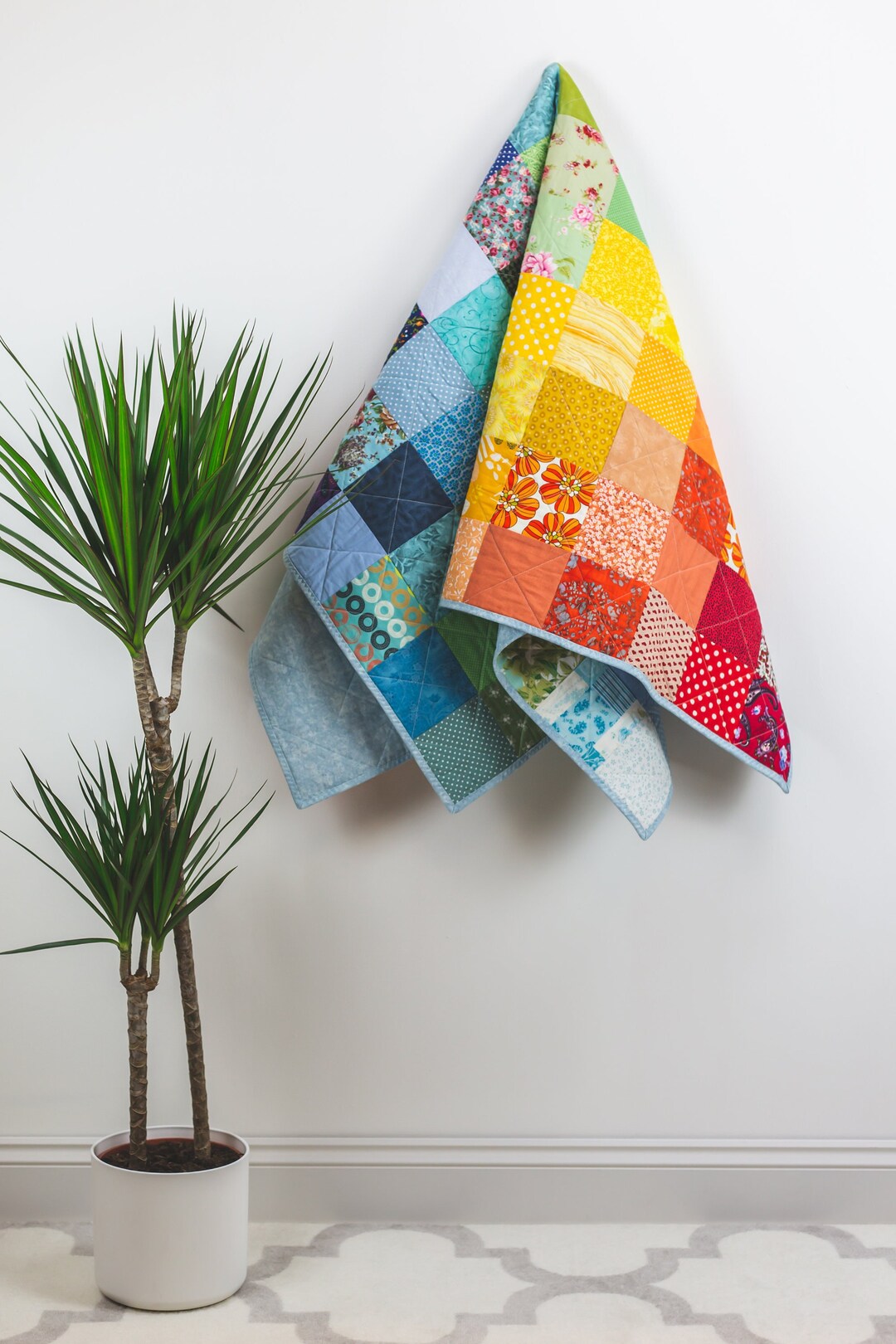 Rainbow Quilt by Nostalgia Knits Handmade Luxury Patchwork - Etsy