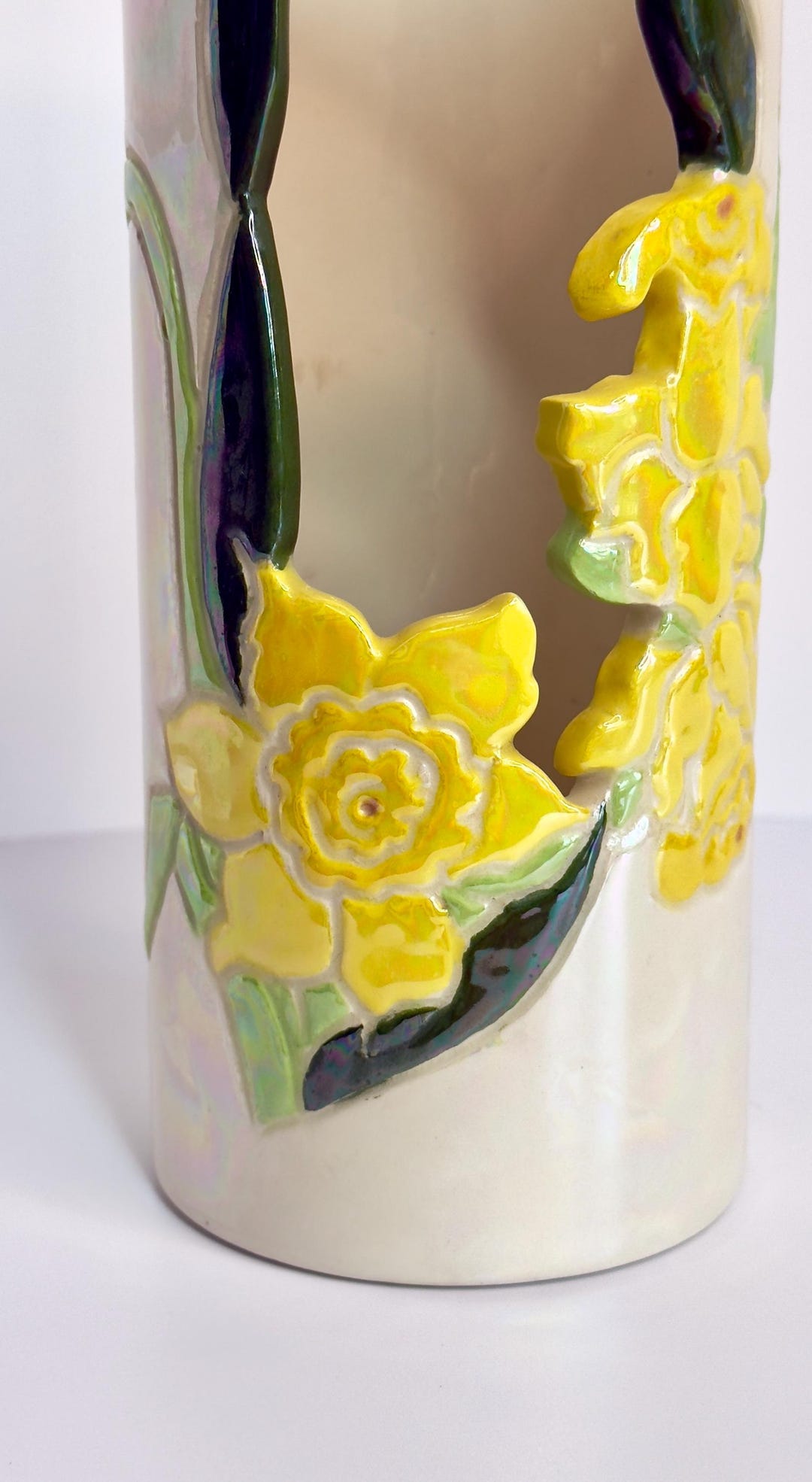 Dutch 1990s Daffodil Flower Vase | Vintage Ceramic Cutout Sculpture ...