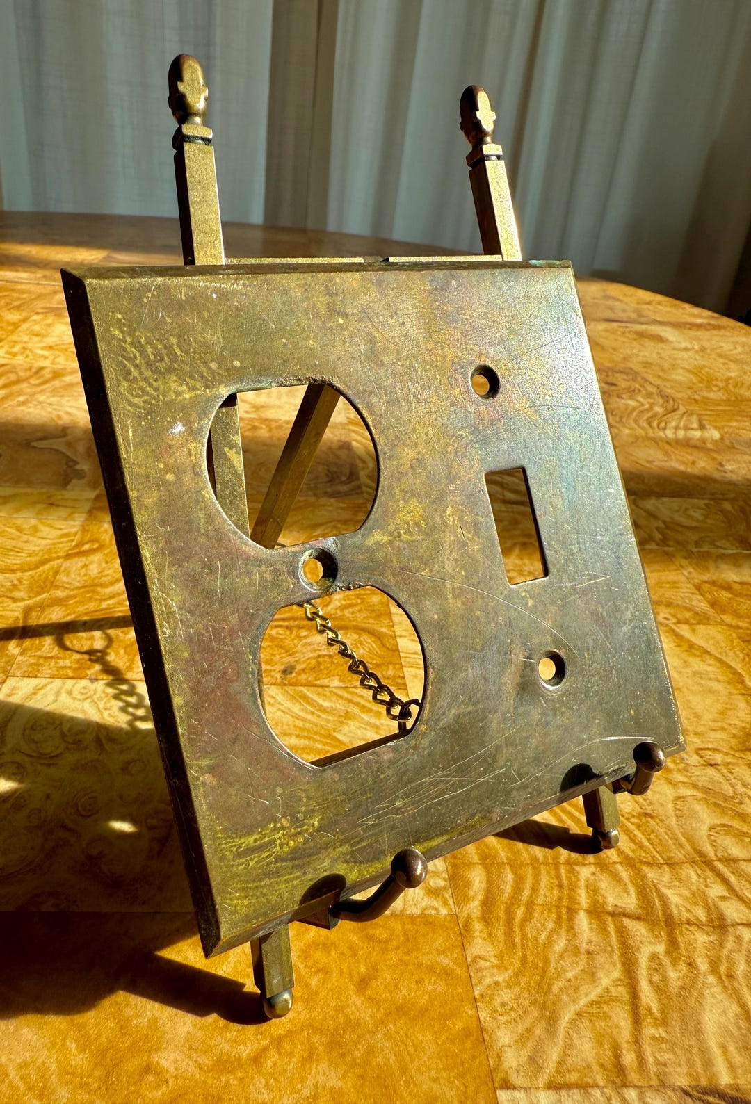 Antique Brass Electrical Socket & Light Switch Plate | Dual Outlet ...