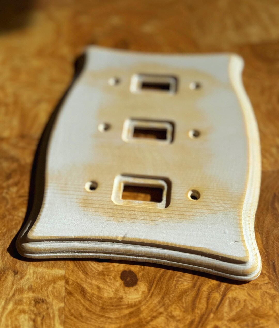 Cape Cod White Wood Light Switch Plate | Coastal Whitewashed Curved ...