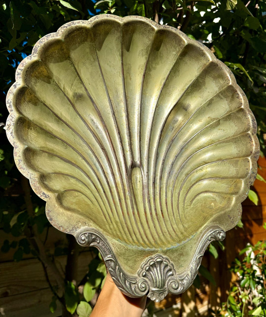 Vintage Mermaidcore Silver-plated Clam Seashell Dish | Large Ornate ...