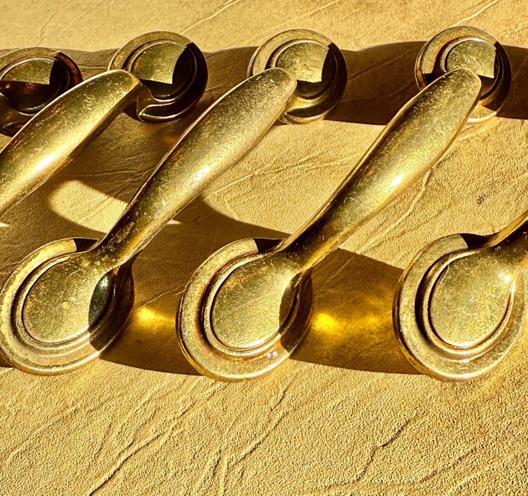 90s Colonial Style Vintage Brass Handles | Drawer Pulls | Traditional ...