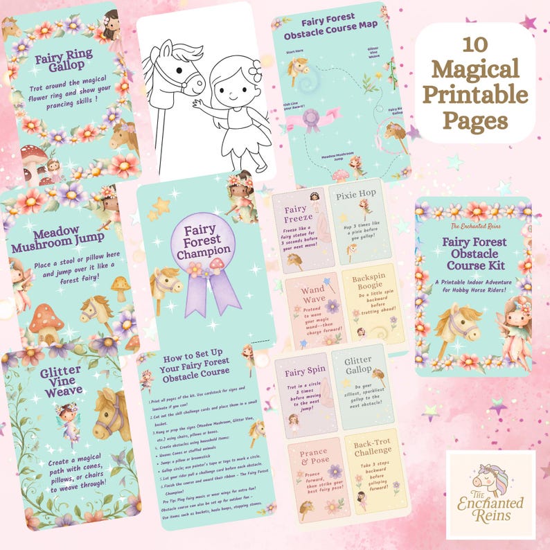 Obstacle Hobby Horse Kits, Printable Party Games, Indoor Play, Party ...