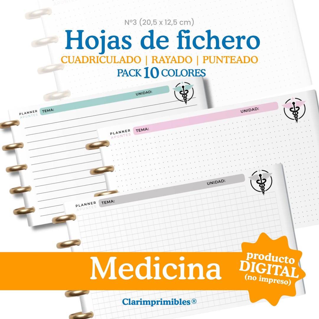 Printable PDF Medical Study Sheets | Pack of 10 Colored Sheets: Lined ...
